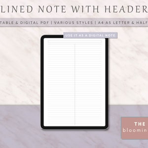Study Lined Note Taking Papers Printable | Lined Note Bundle | A4, A5 ...