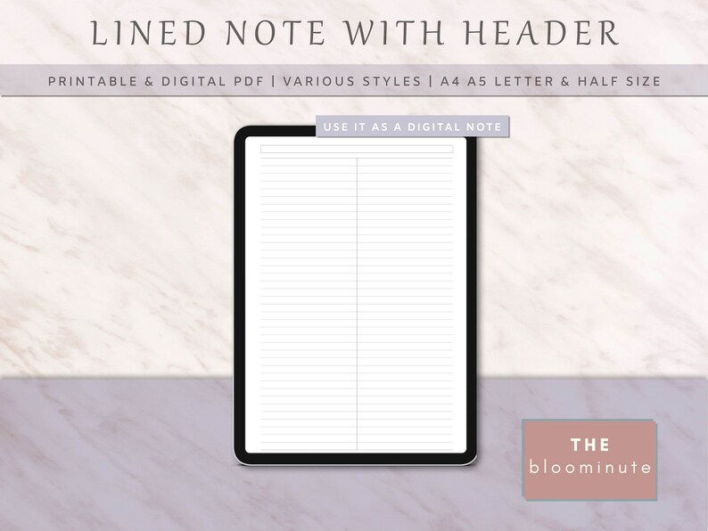 Study Lined Note Taking Papers Printable | Lined Note Bundle | A4, A5 ...