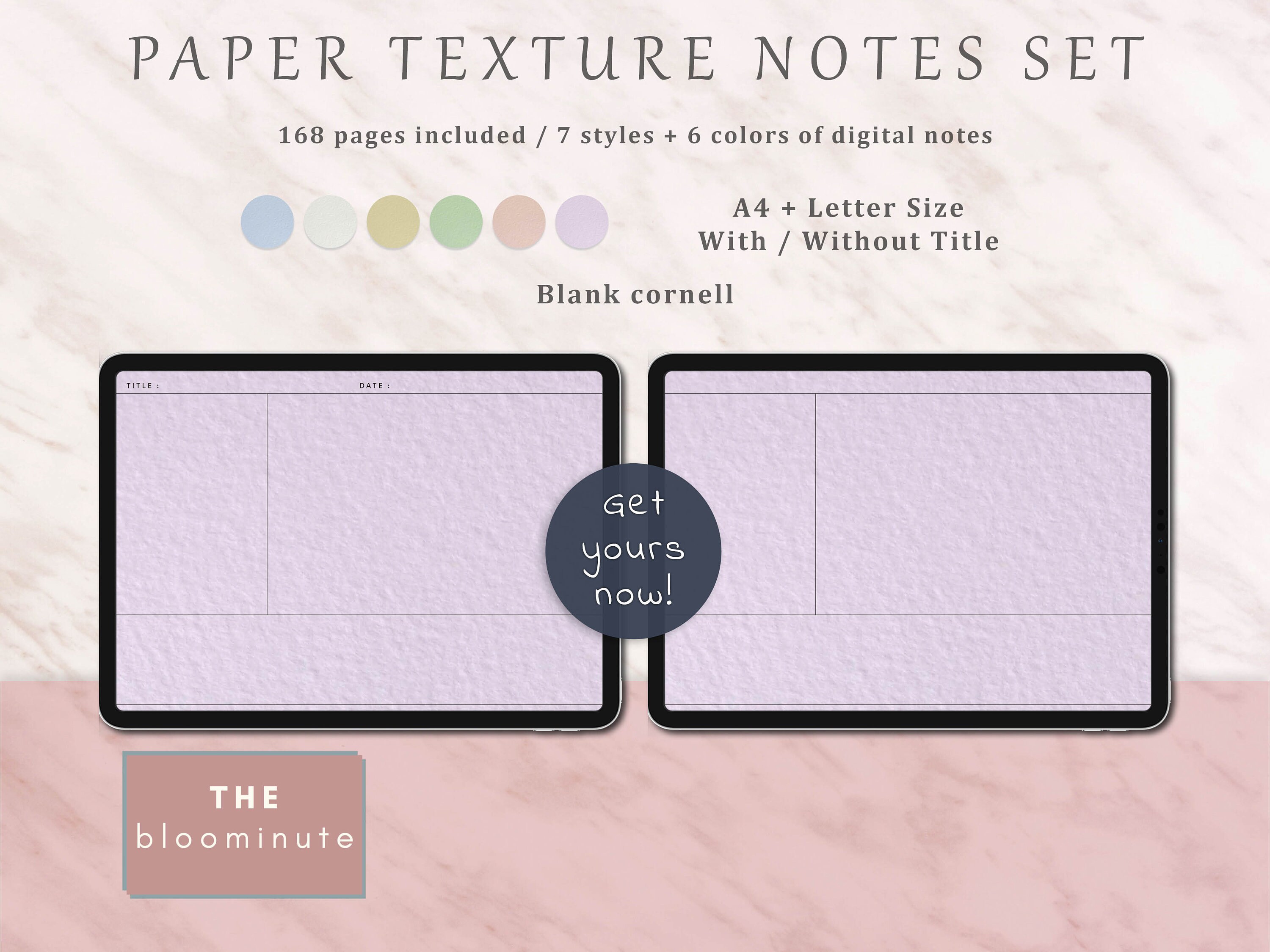 168 Paper Texture Digital Note Taking Template, Dot, Lined, Cornell ...