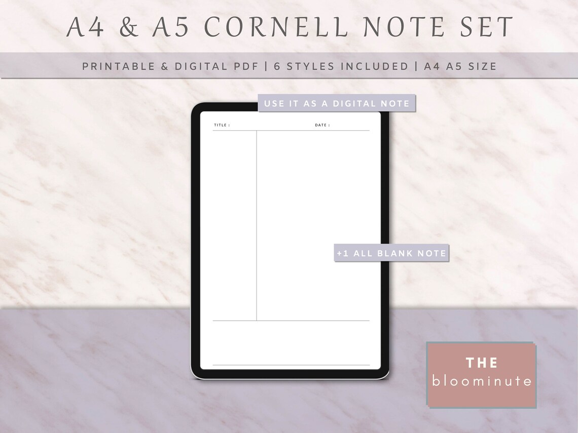 Ink Friendly Printable Cornell Note Kit Lecture Note Taking for School ...
