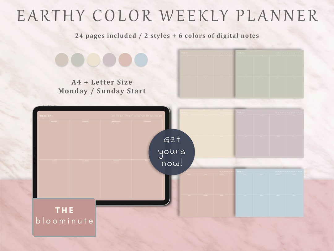 Digital Weekly Planner Page for Goodnotes, Boho Weekly Planner ...