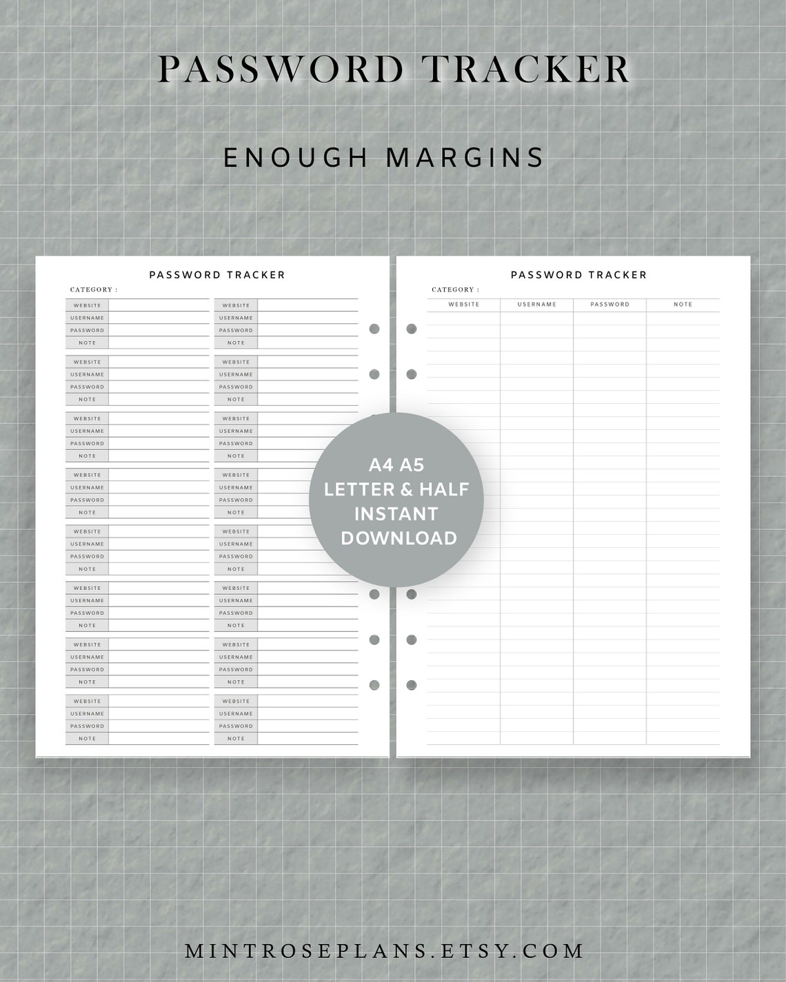 Keep Your Password List Printable Password Tracker Templte | Etsy