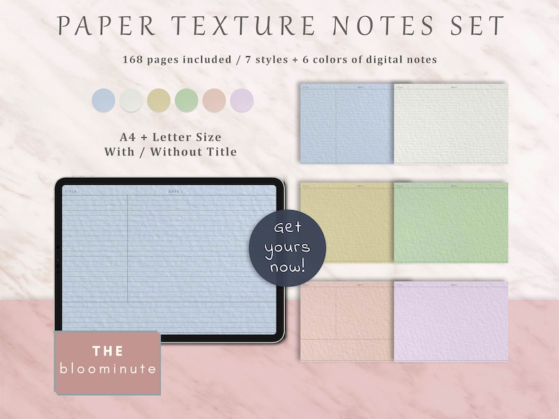 168 Paper Texture Digital Note Taking Template, Dot, Lined, Cornell ...