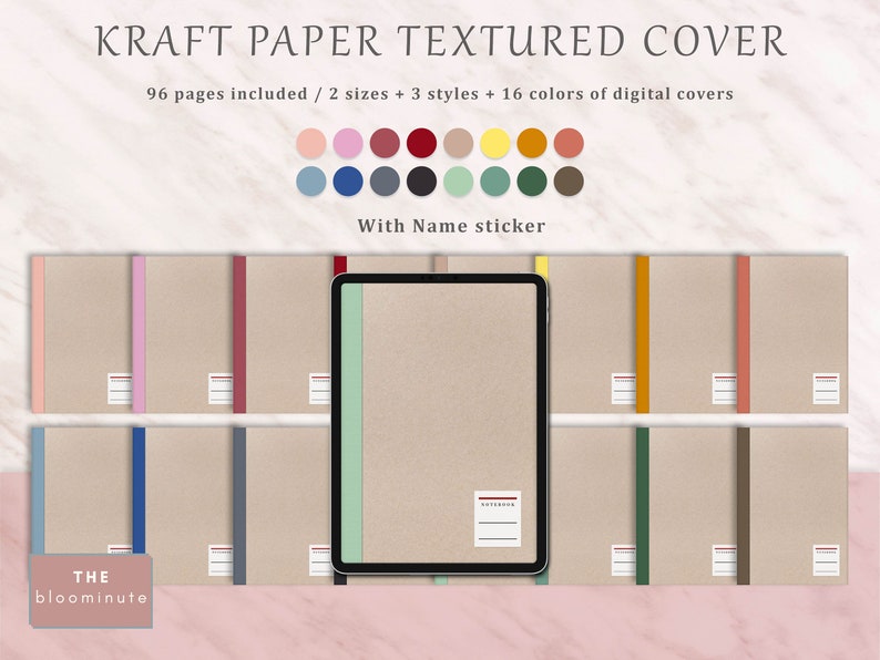 96 Kraft Paper Textured Goodnotes Digital Covers, Unique Digital ...