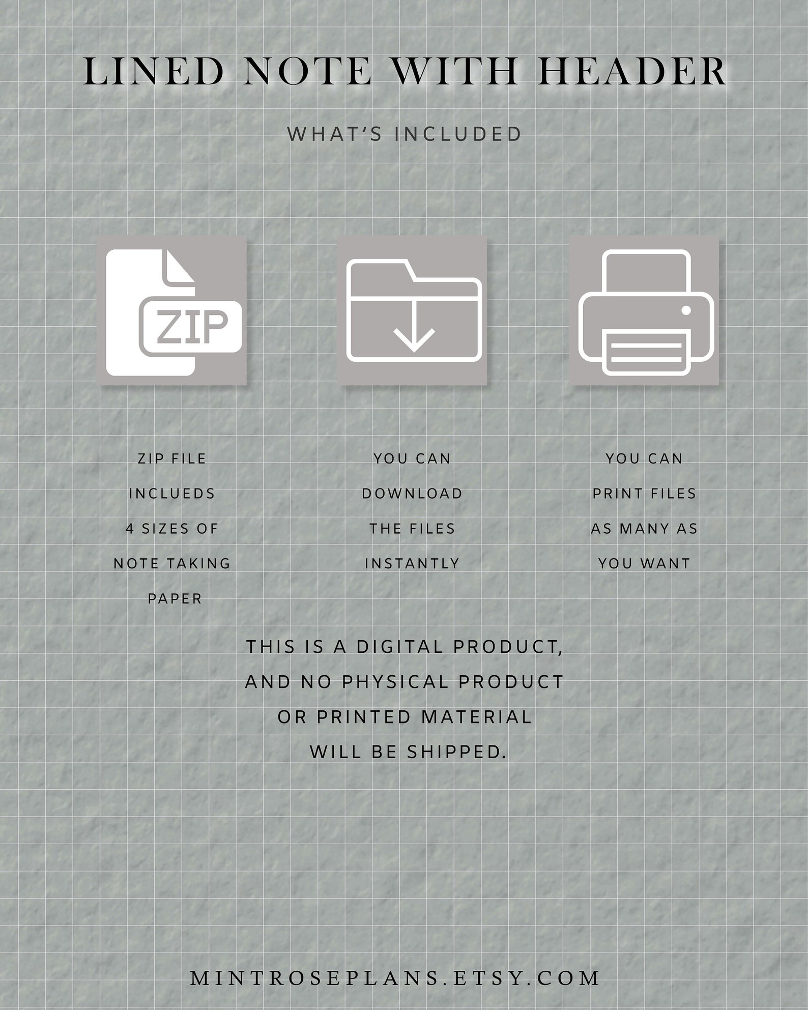 Study Lined Note Taking Papers Printable Lined Note Bundle | Etsy