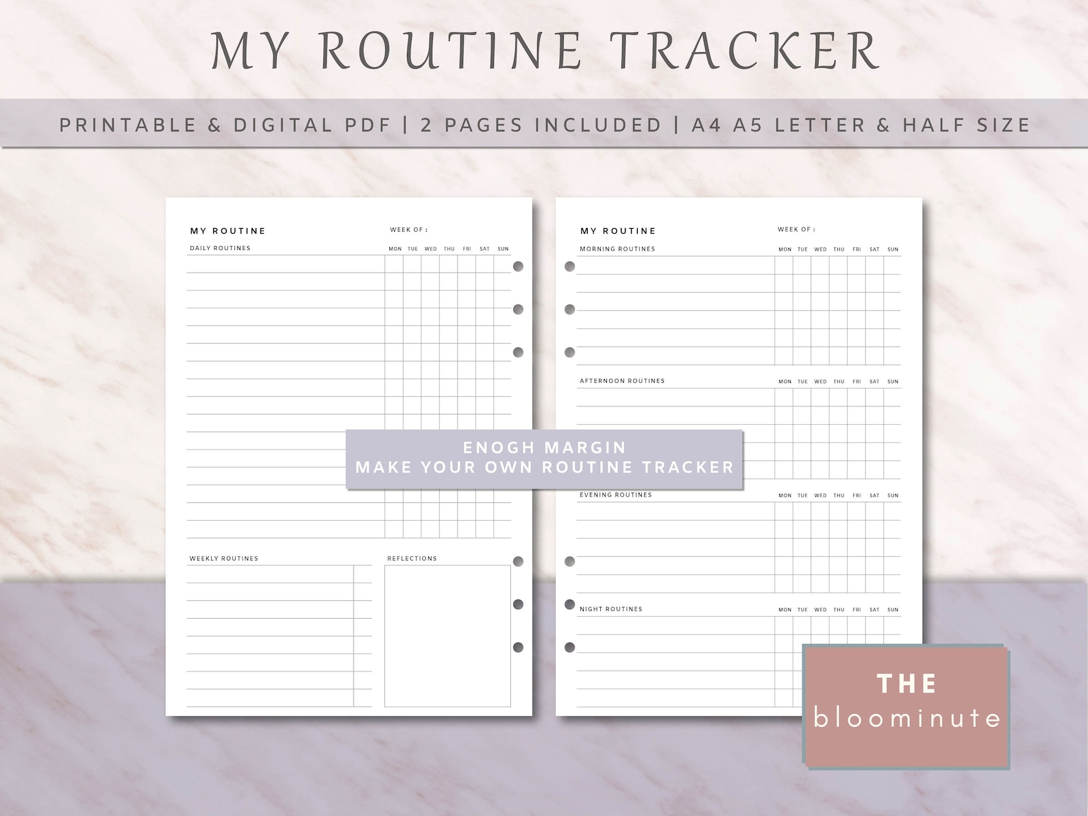 Daily Routine Tracker Printable & Editable PDF | Weekly Habit Tracker ...