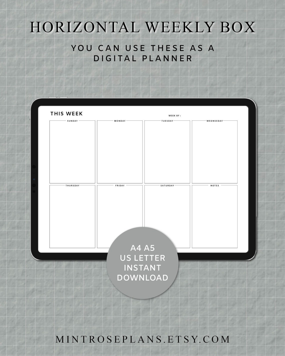 Landscape Weekly Planner Pages Minimalist Weekly Boxes A4 | Etsy