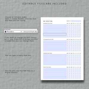 Daily Routine Tracker Printable & Editable PDF Weekly Habit | Etsy