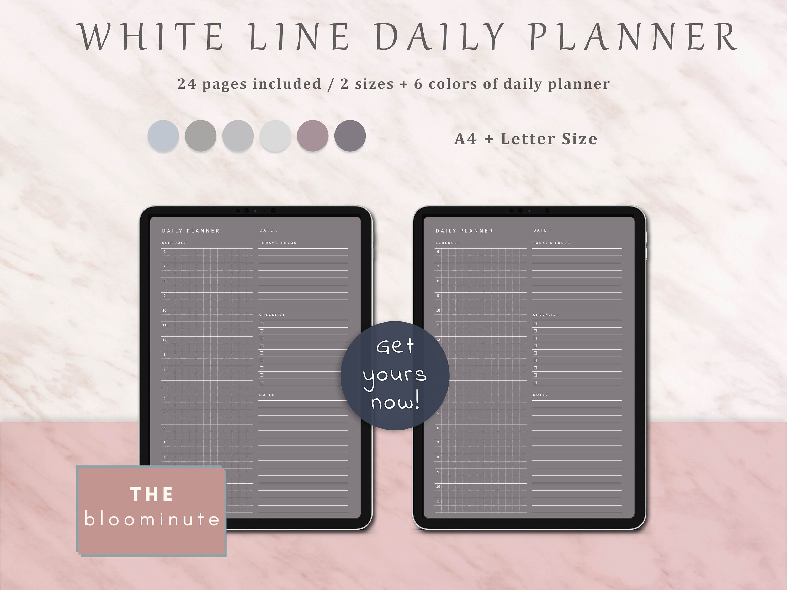 Minimalist Daily Planner Gray Sheet With White Lines A4 - Etsy