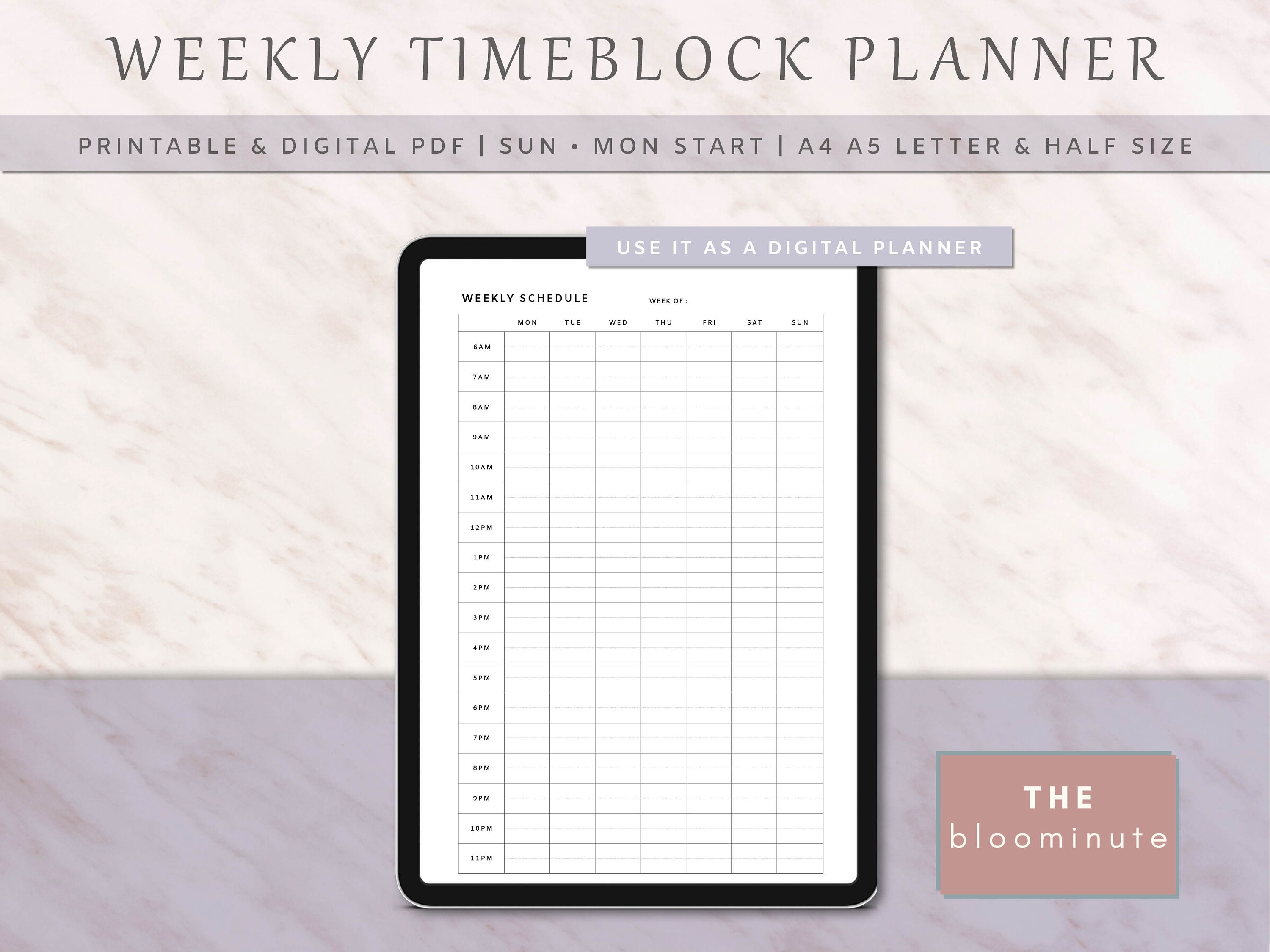 Weekly Timeblocking Scheduler Printable, Study Plan Inserts, A4, A5 ...