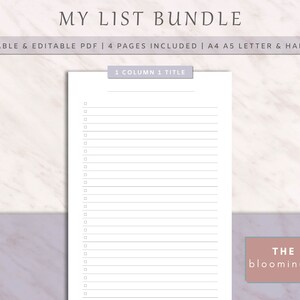 Editable to Do Lists 4-in-1 Bundle | Blank Checklist Planner Insert ...