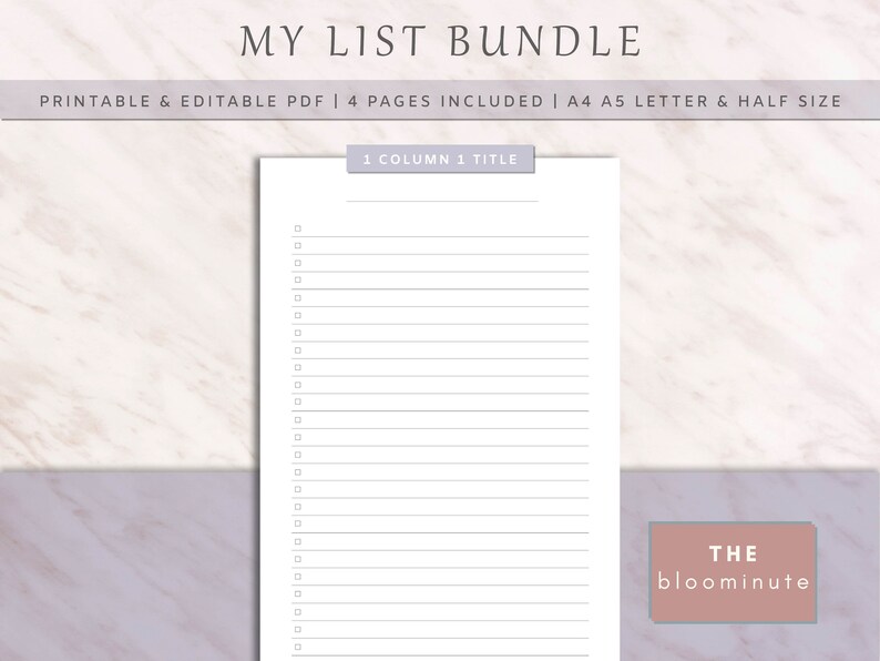 Editable to Do Lists 4-in-1 Bundle Blank Checklist Planner Insert A4 ...