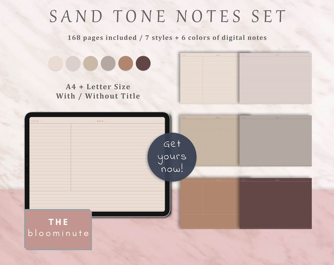 168 Paper Texture Digital Note Taking Template, Dot, Lined, Cornell ...