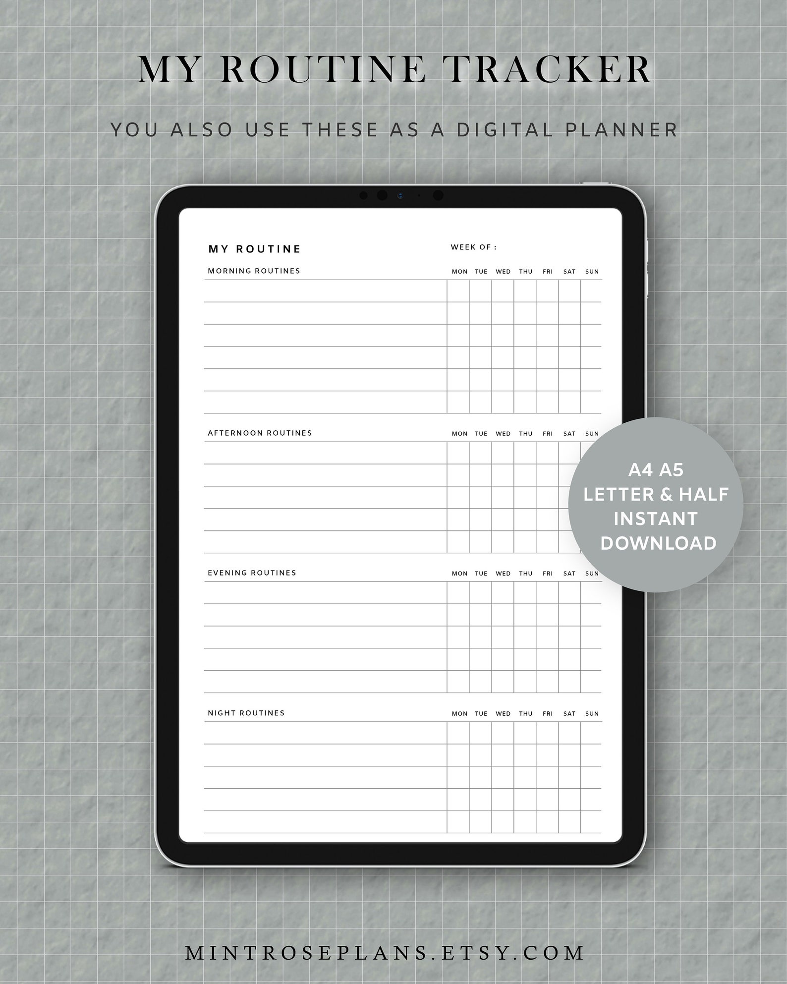 Daily Routine Tracker Printable & Editable PDF Weekly Habit | Etsy