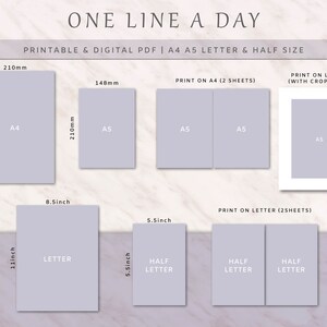 Minimalist One Line A Day Printable Journal, A4, A5, Letter, Half ...