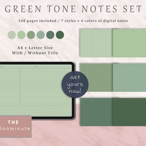 168 Horizontal Green Color Digital Note Taking Template, Dot, Graph ...