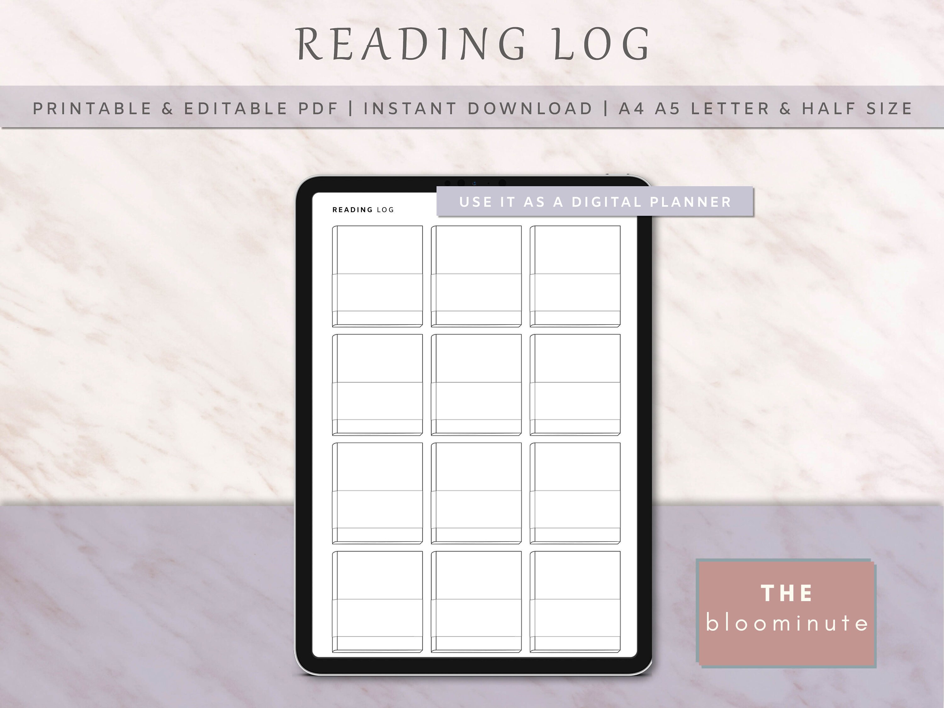 2 Styles of Editable Reading Log, Digital Reading Tracker, A4, A5 ...