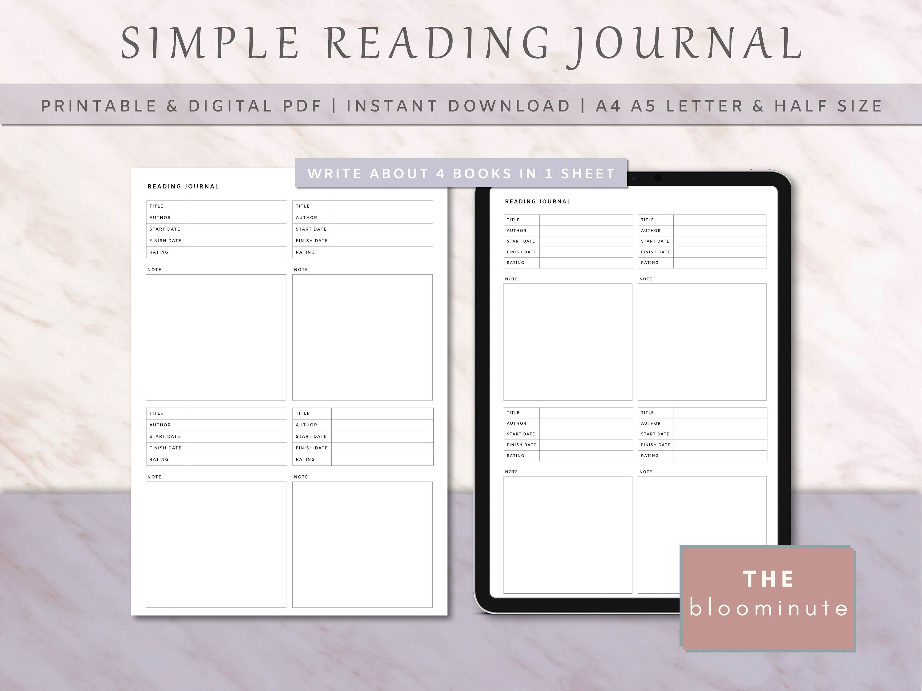 Printable Reading Journal for Starters | After Reading Book Diary ...