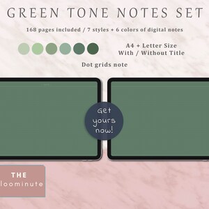 168 Horizontal Green Color Digital Note Taking Template, Dot, Graph ...