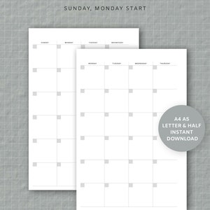 Month on 2 Pages Editable Planner Undated Monthly Planner | Etsy