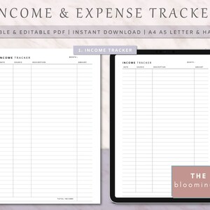 Income & Expense Tracker Editable | A4 A5 US Letter and Half ...