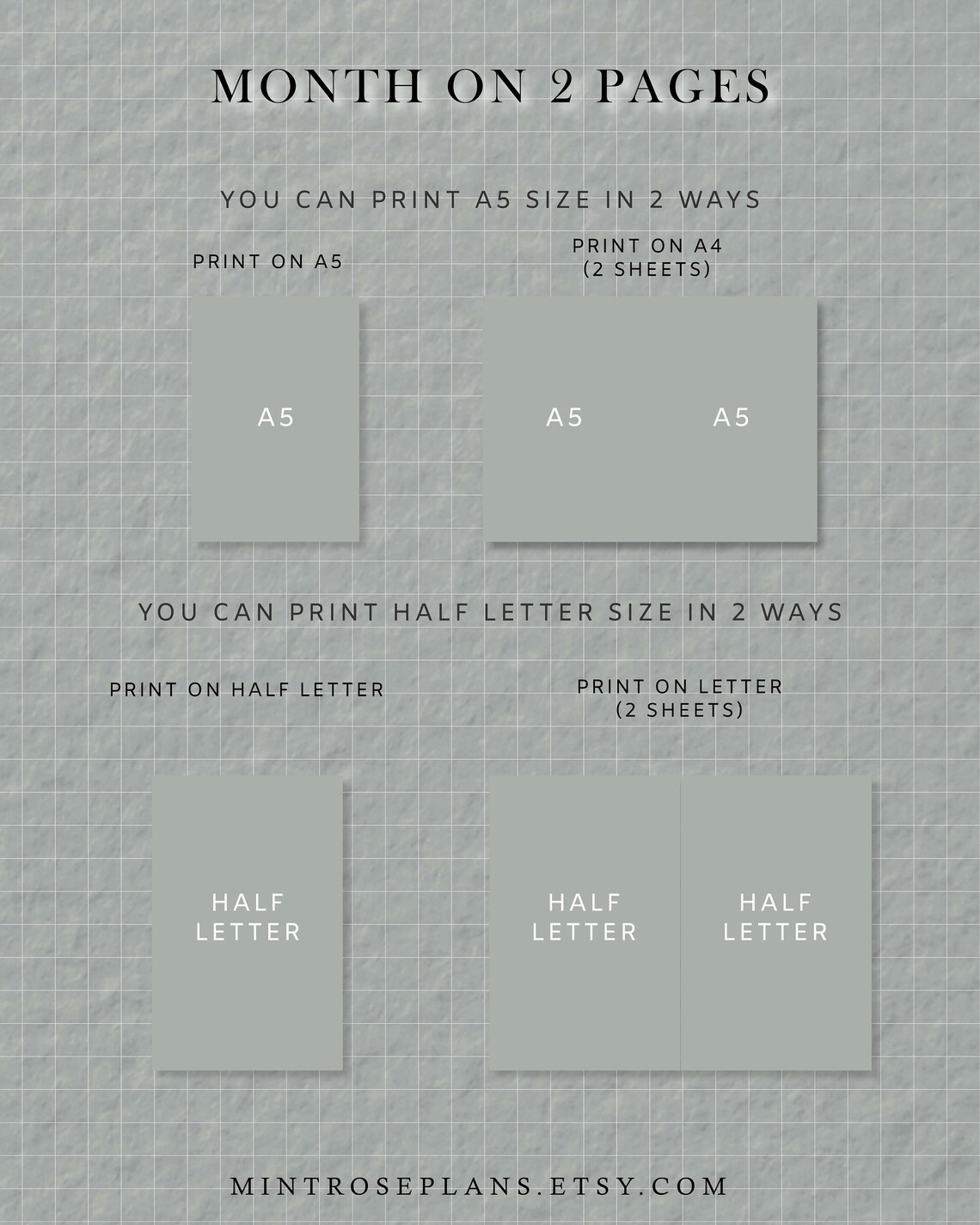 Month on 2 Pages Editable Planner Undated Monthly Planner | Etsy