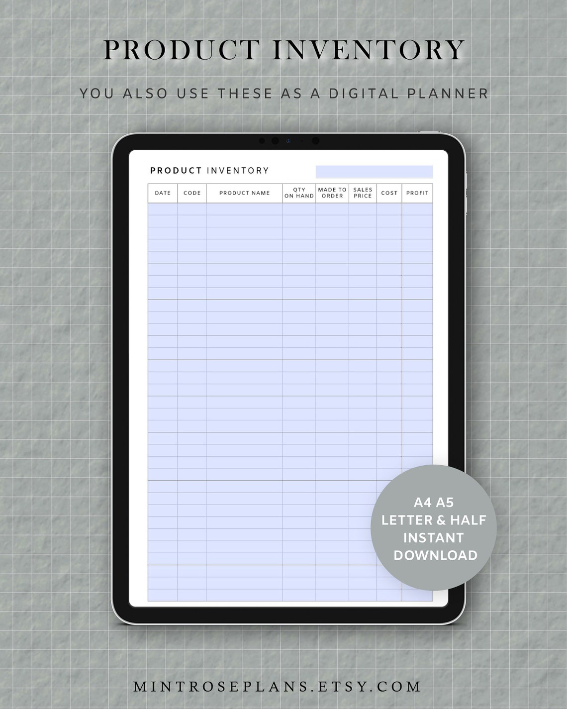 Editable Product Inventory Template Horizontal&Vertical A4 | Etsy