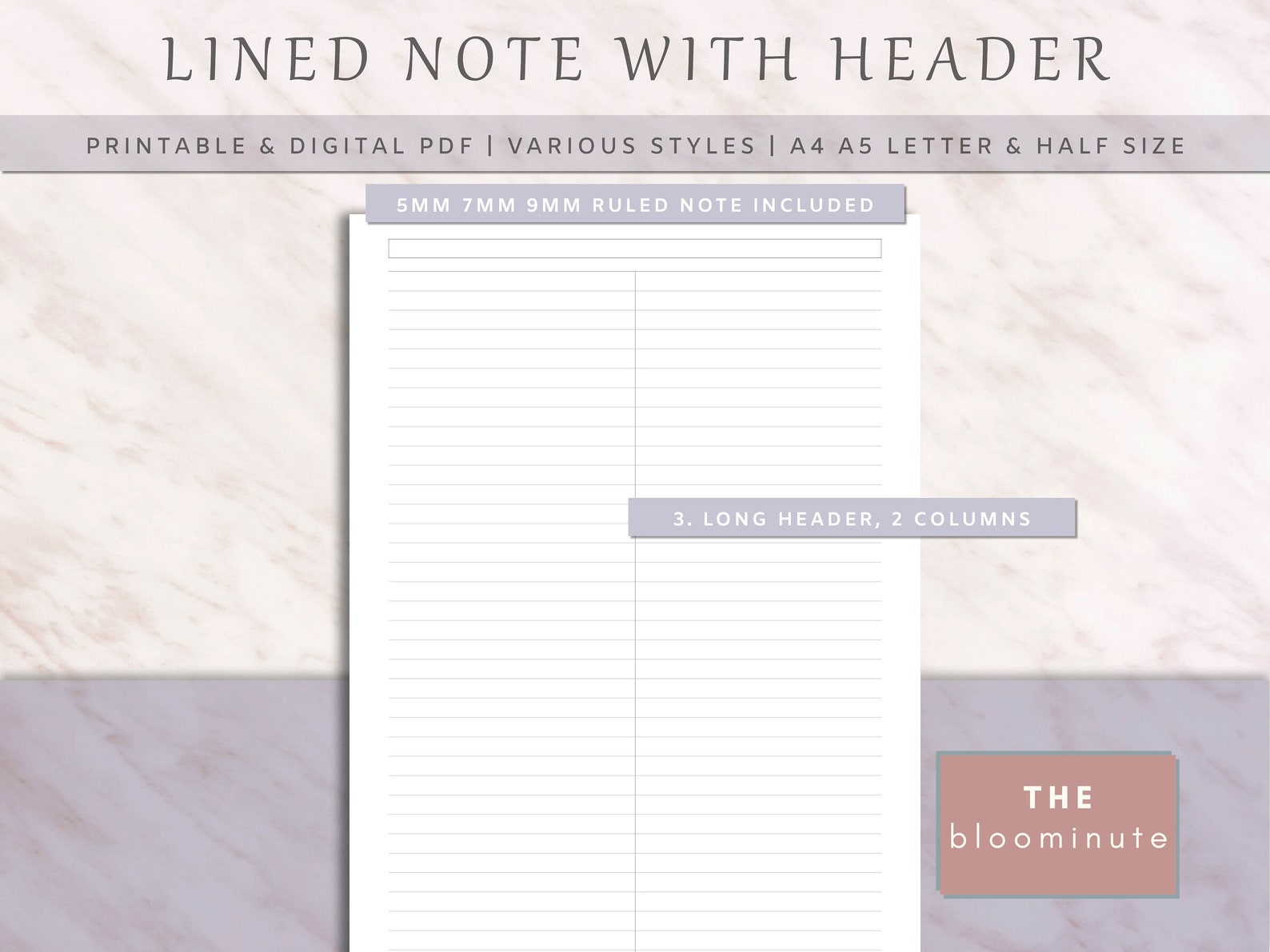 Study Lined Note Taking Papers Printable Lined Note Bundle A4, A5, US ...
