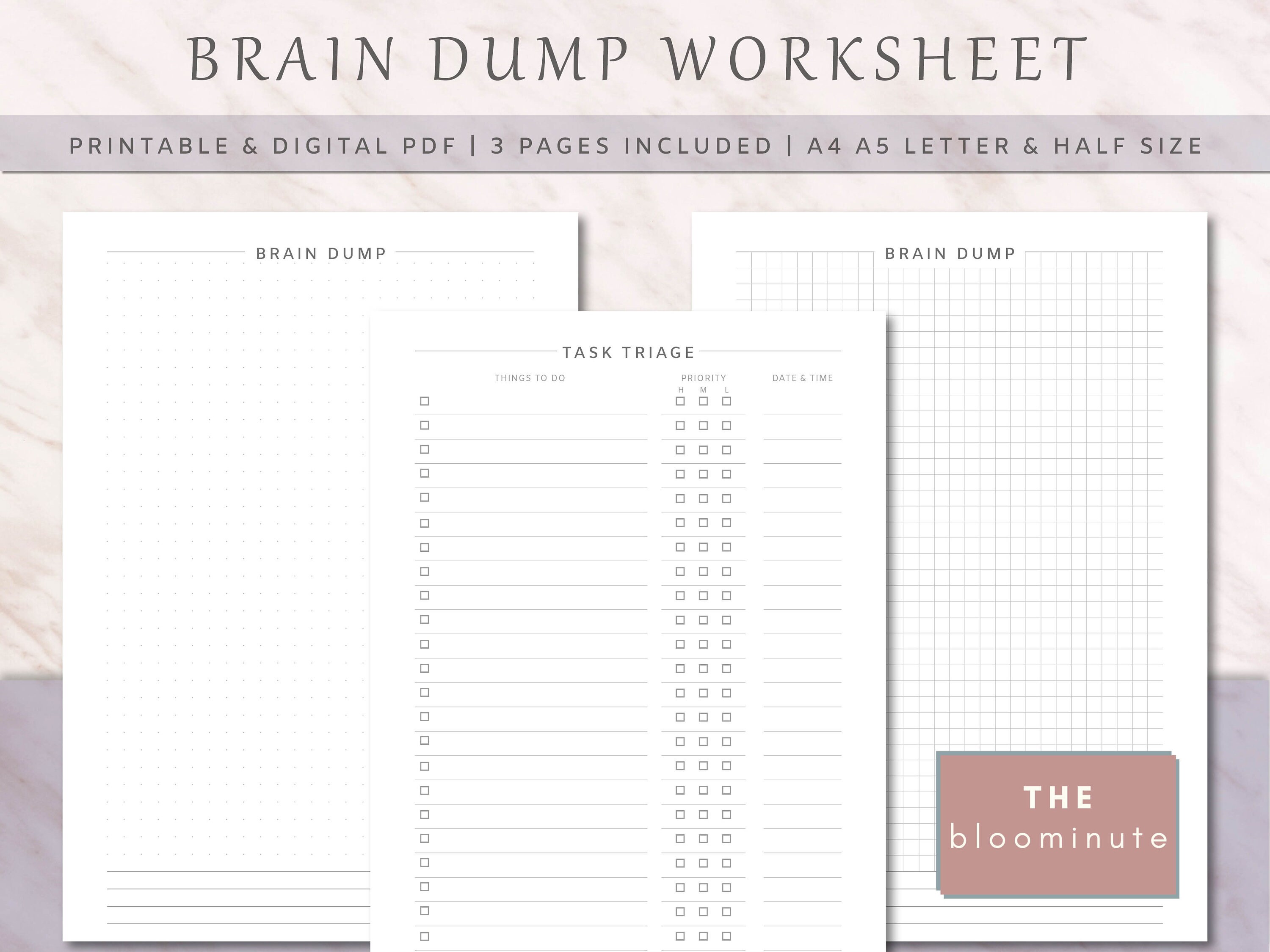 Organize Your Thoughts With Brain Dump Worksheet Printable - Etsy