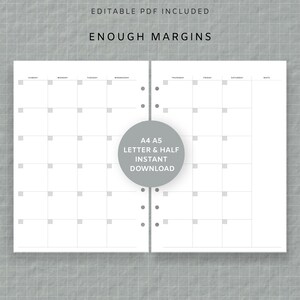 Month on 2 Pages Editable Planner Undated Monthly Planner | Etsy