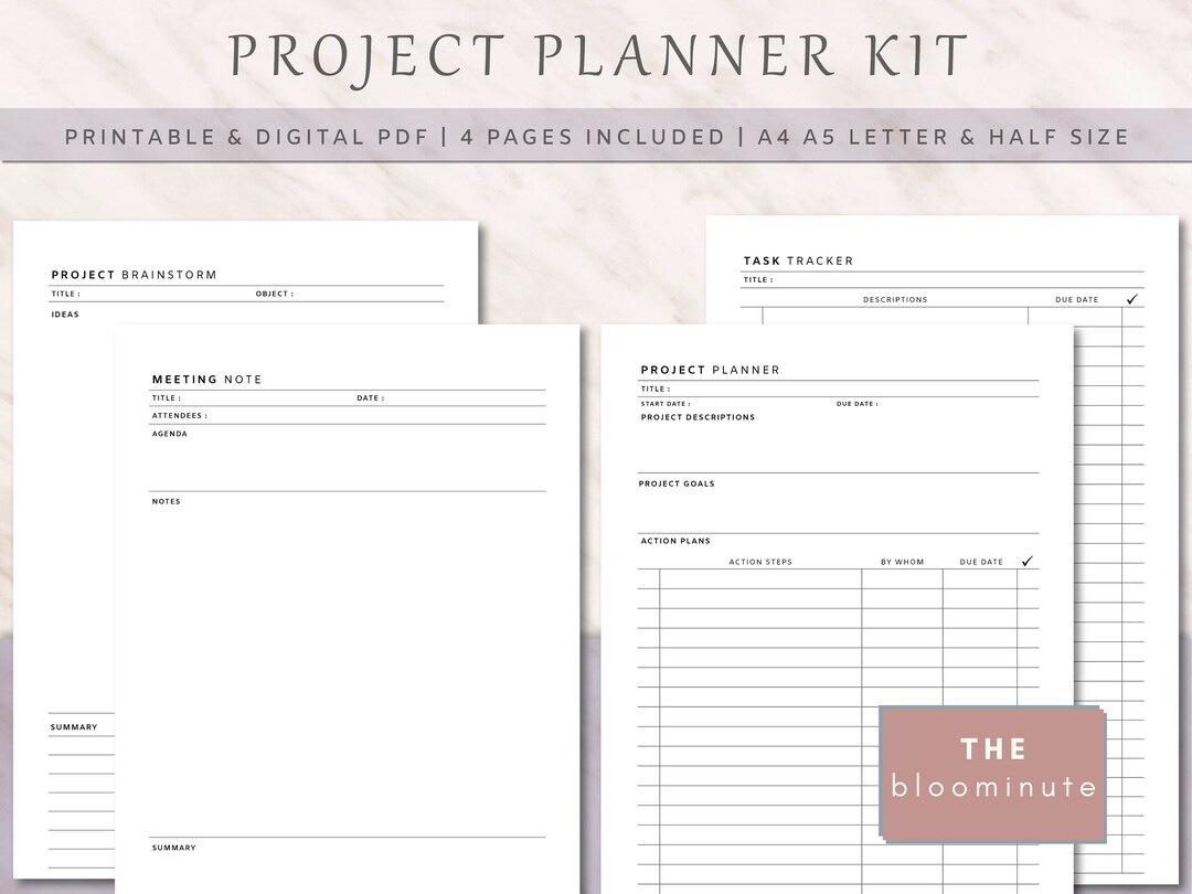 Printable & Digital Project Planner | Project Management PDF A4 A5 ...