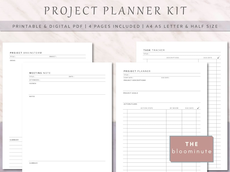 Printable & Digital Project Planner | Project Management PDF A4 A5 ...