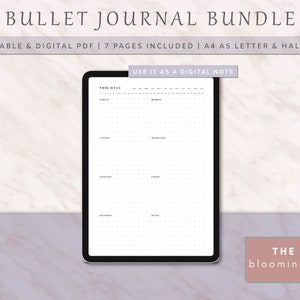 4-in-1 Bullet Journal Bundle, Yearly, Monthly, Weekly, Daily, Printable ...