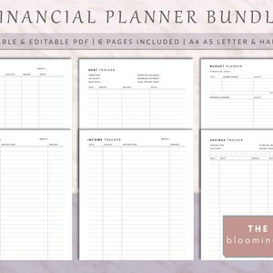 6-in-1 Editable Financial Planner Sheets | Budget Planner Kit | A4, A5 ...