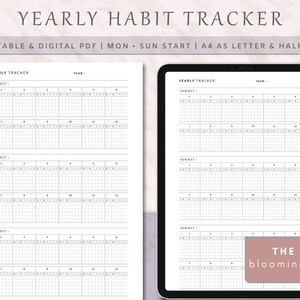 Yearly Habit Tracker Multi Routines | A4, A5, Letter, Half Letter ...