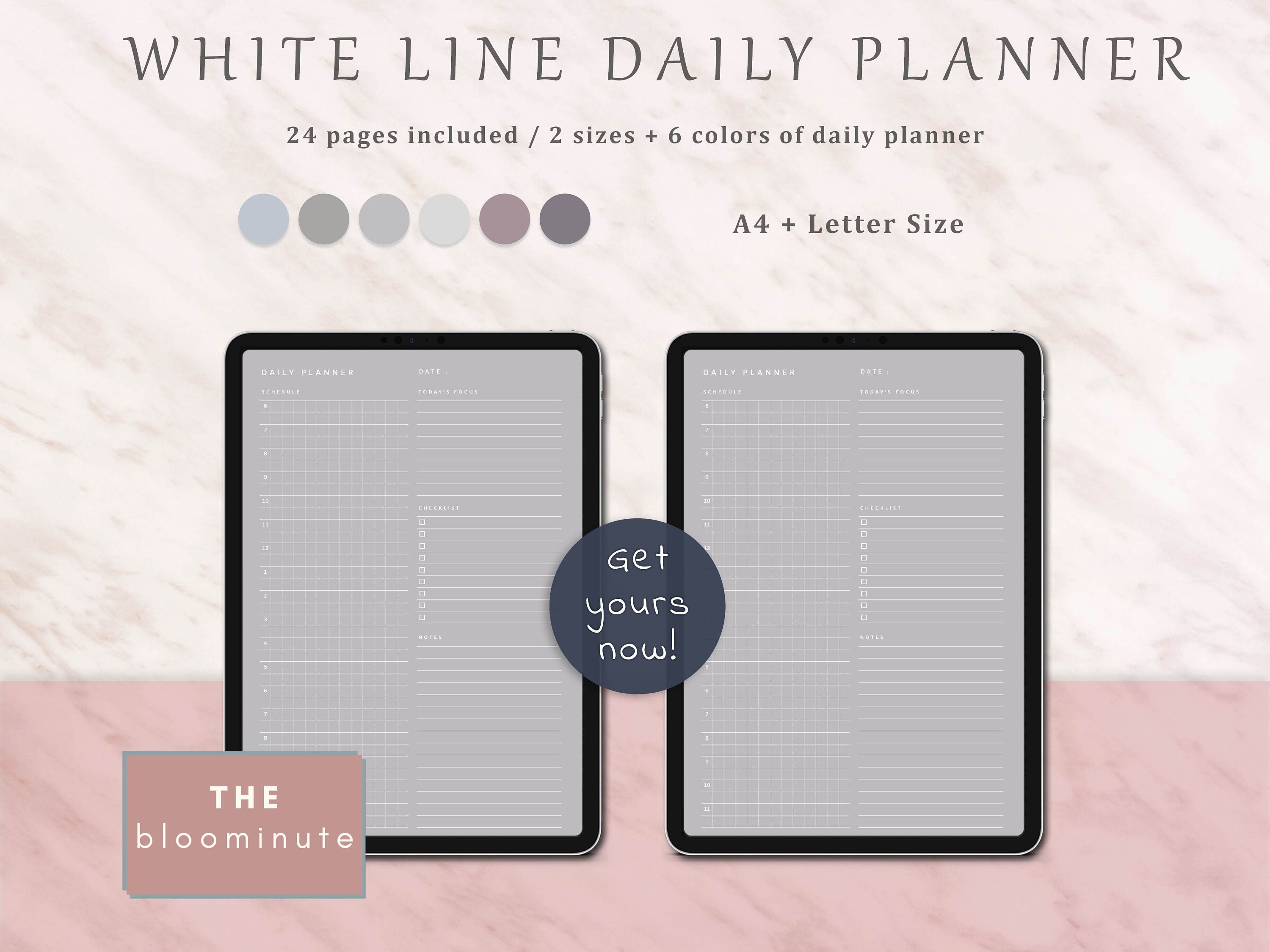 Minimalist Daily Planner Gray Sheet With White Lines A4 - Etsy