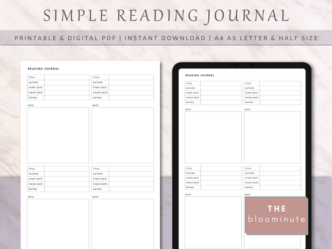 Printable Reading Journal for Starters | After Reading Book Diary ...