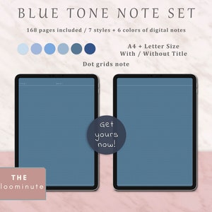 168 Blue Color Digital Note Taking Templates, Dot, Graph, Lined ...