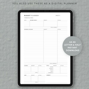 Editable Monthly Budget Planner PDF Template A4 A5 US Letter | Etsy