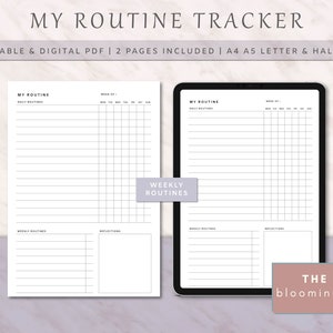Daily Routine Tracker Printable & Editable PDF | Weekly Habit Tracker ...
