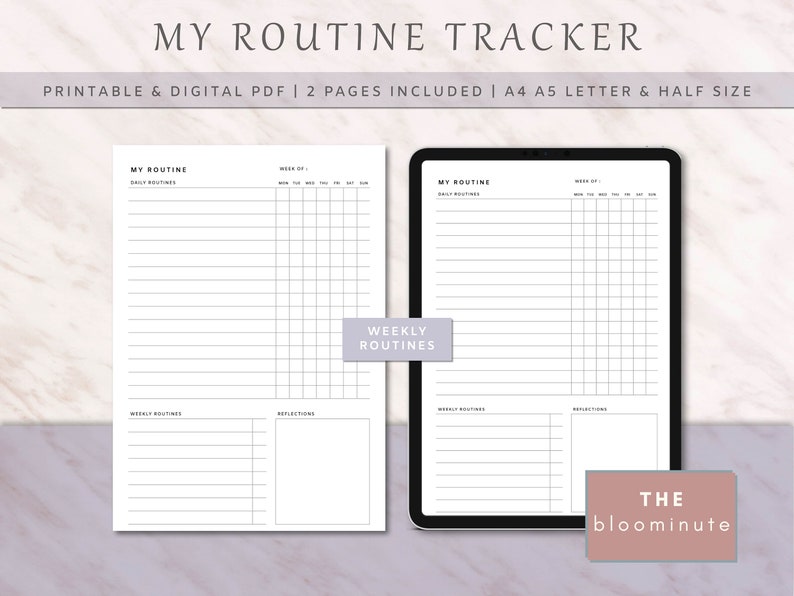 Daily Routine Tracker Printable & Editable PDF | Weekly Habit Tracker ...