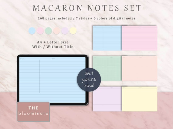 168 Horizontal Soft Color Digital Note Taking Template Dot | Etsy