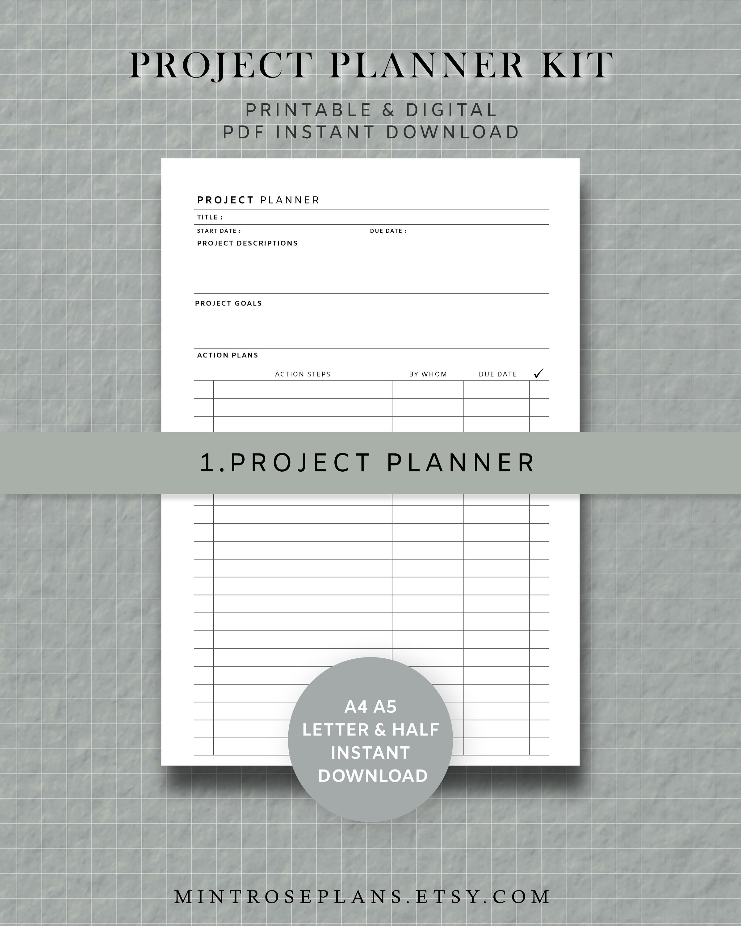 Printable & Digital Project Planner Project Management PDF | Etsy