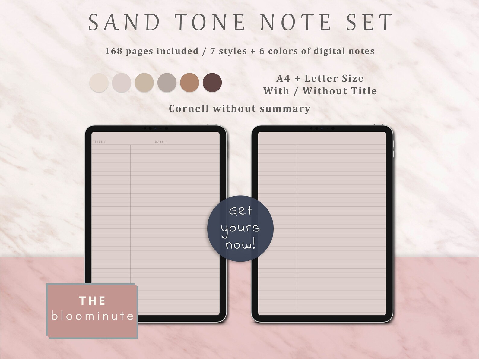 168 Sand Color Digital Note Taking Template, Dot, Grid, Lined, Blank ...