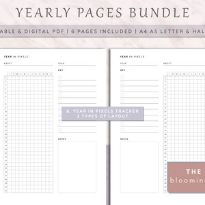 Printable Yearly Pages Bundle | A4, A5, Letter & Half | Year-long ...