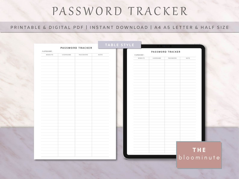 Keep Your Password List Printable | Password Tracker Templte | A4 A5 US ...