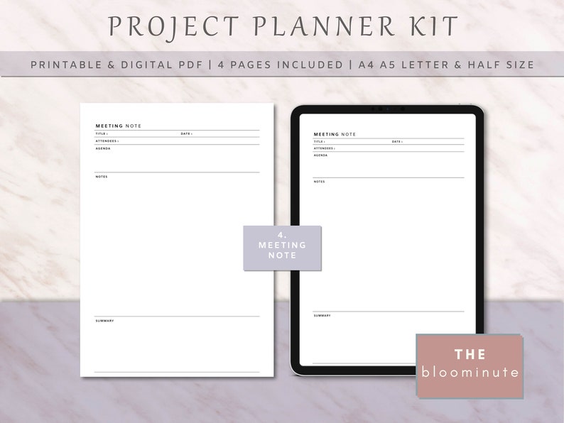 Printable & Digital Project Planner | Project Management PDF A4 A5 ...