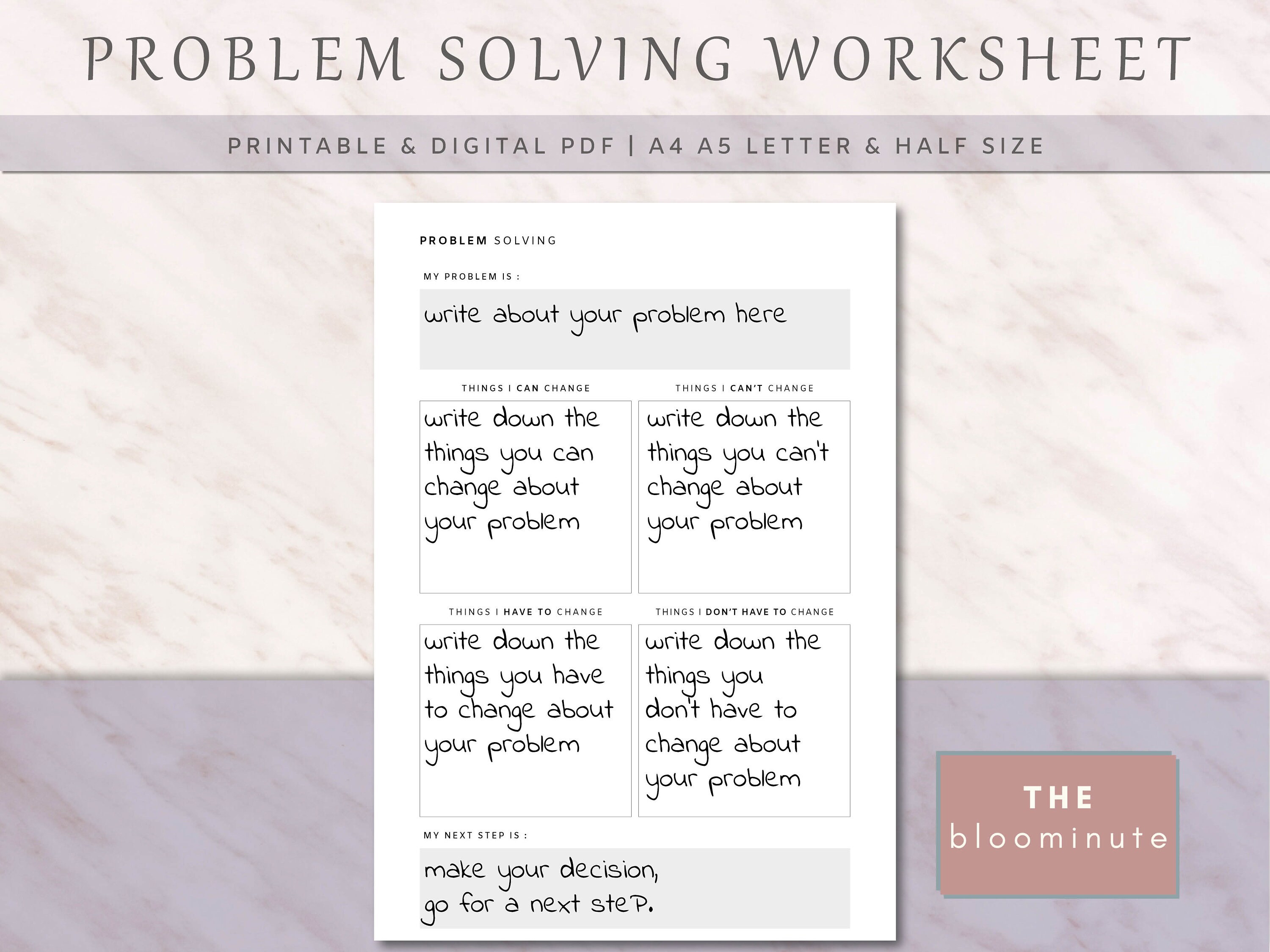 Printable Problem Solving Worksheets, Reduce Anxiety, Decision Maker ...