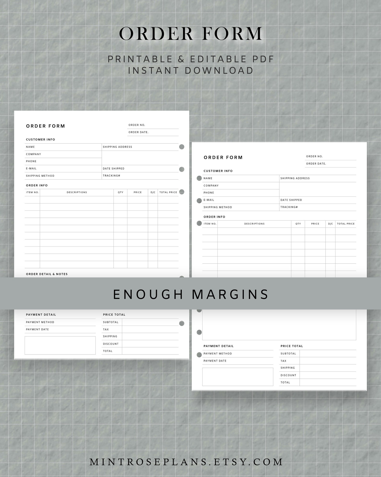 Editable Order Form Template PDF Small Business Order Form | Etsy