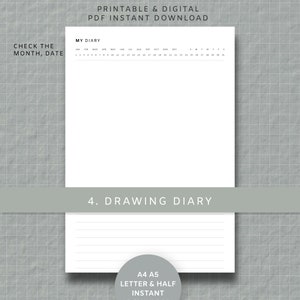 Printable & Digital Day Reflection Journal Pages Lined Dot | Etsy